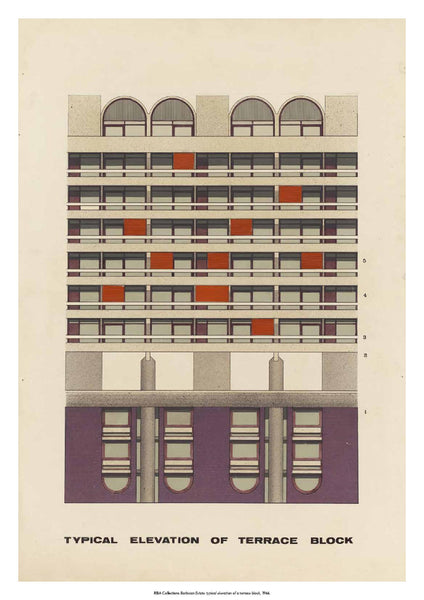 Elevation of a Terrace Block A3 Art Print – Barbican Shop